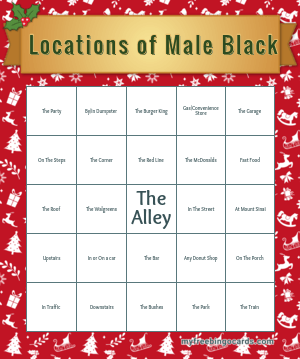 Print 100+ Locations of Male Black Bingo Cards