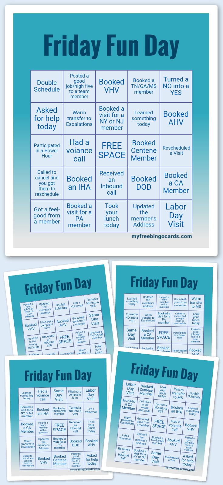 Virtual Friday Fun Day Bingo
