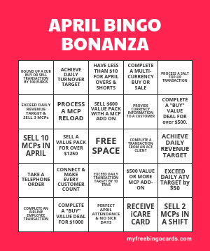 PRINT 100+ APRIL BINGO BONANZA CARDS