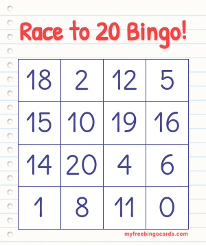 Race to 20 Bingo!