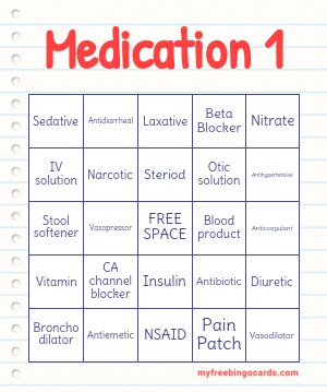 Medication 1 Bingo