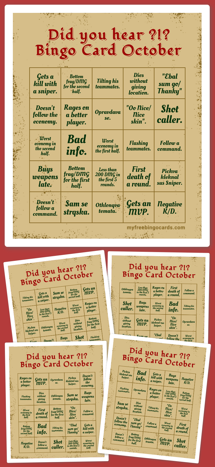 Virtual Did you hear ?!? Bingo Card October