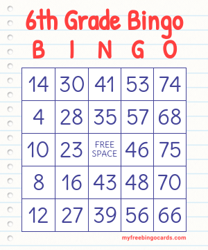 6th Grade Bingo