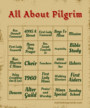 All About Pilgrim Bingo