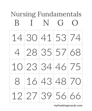 Nursing Fundamentals BINGO
