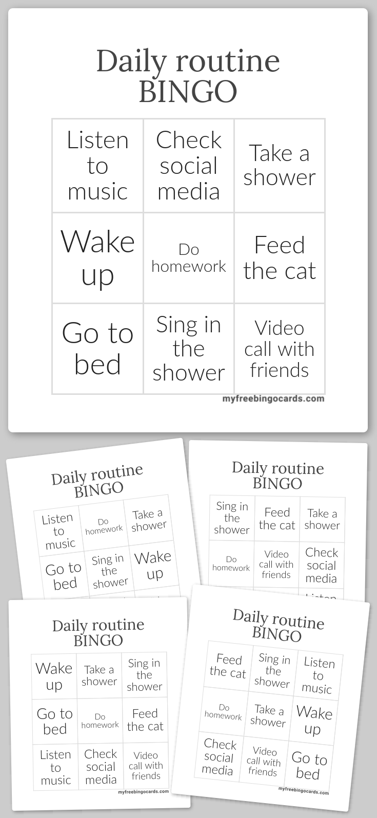 Virtual Daily routine BINGO