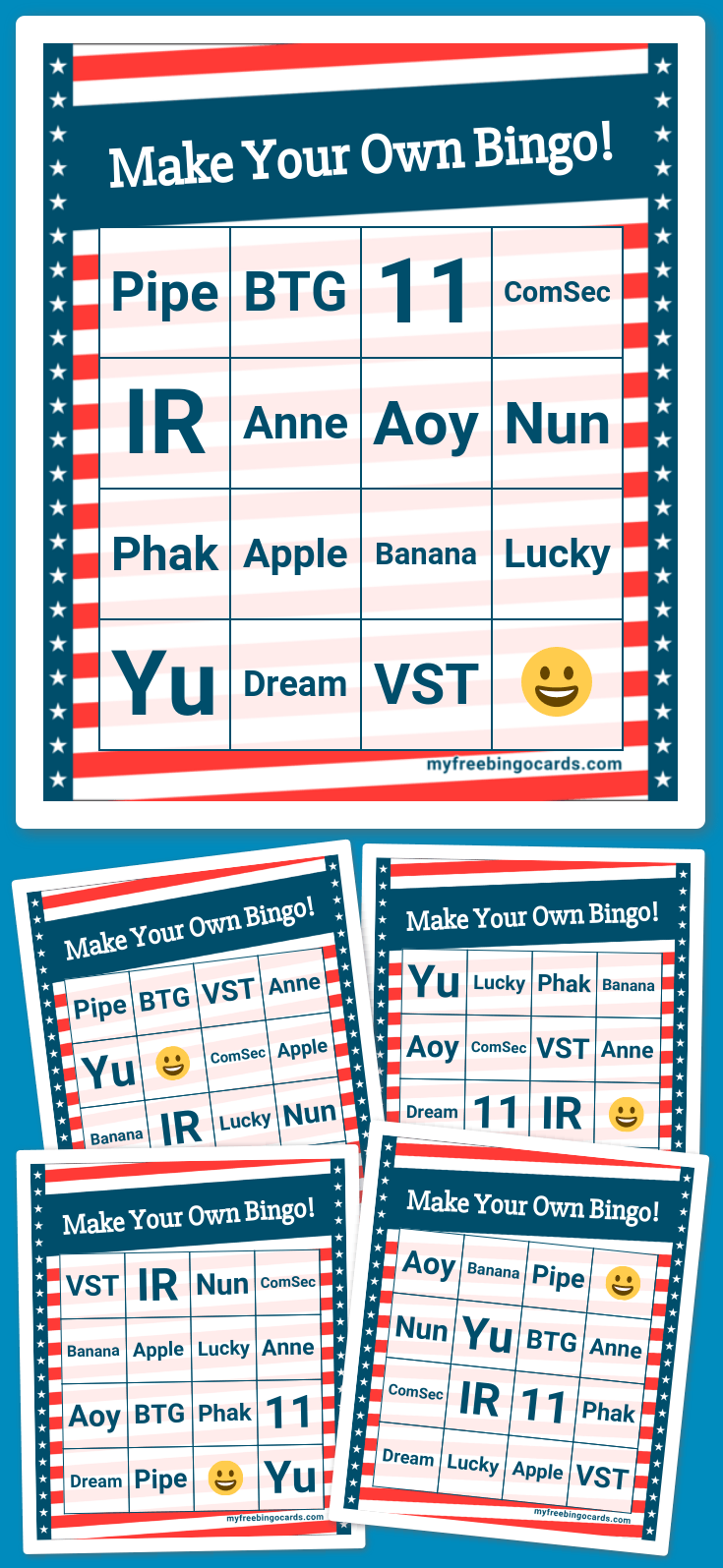 Virtual Make Your Own Bingo!