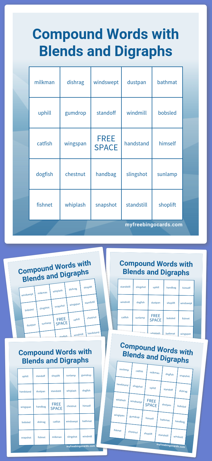 Virtual Compound Words with Blends and Digraphs Bingo