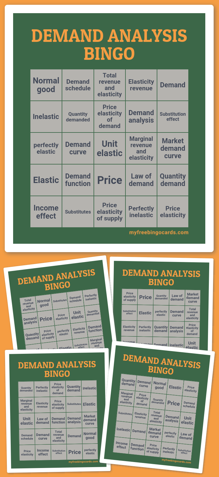 Virtual DEMAND ANALYSIS BINGO