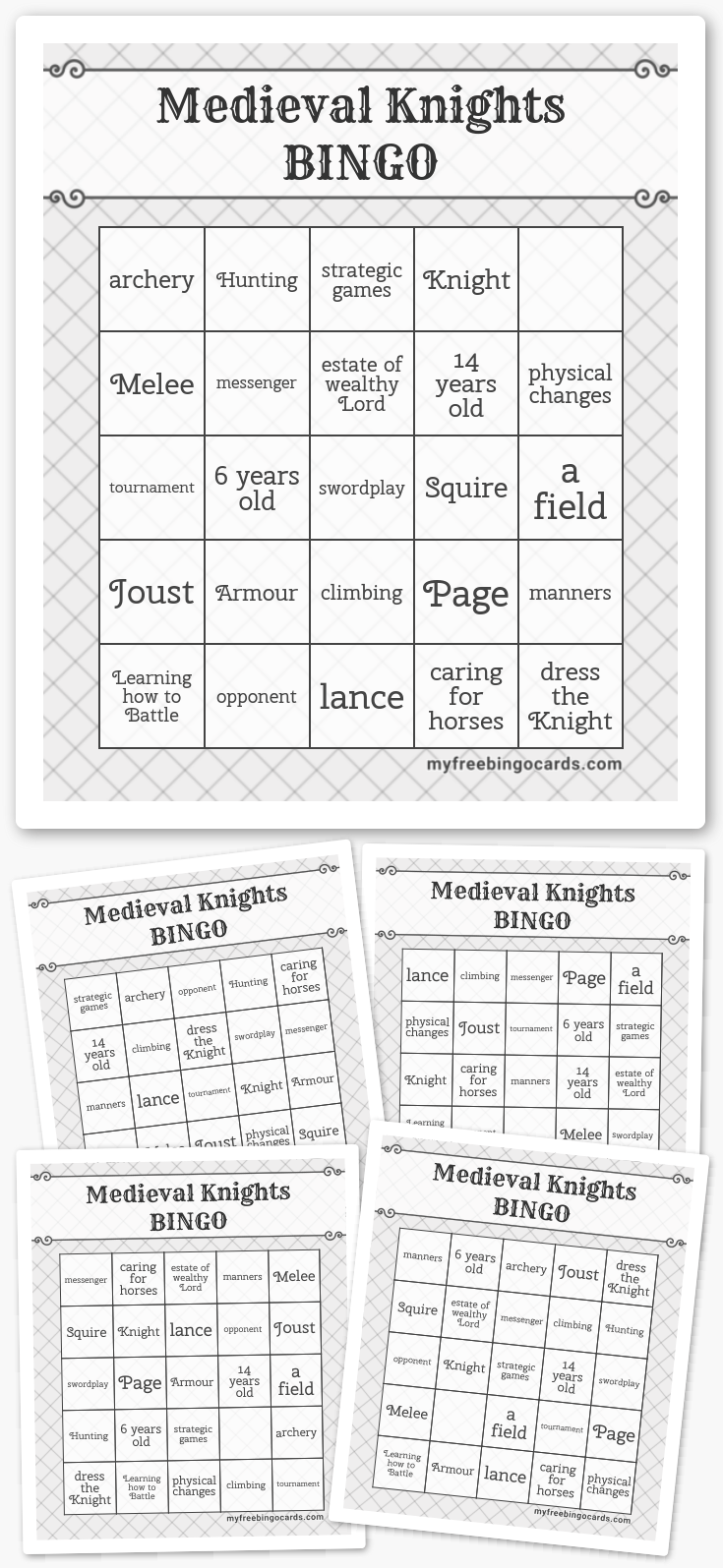 Virtual Medieval Knights BINGO