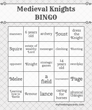 Medieval Knights BINGO