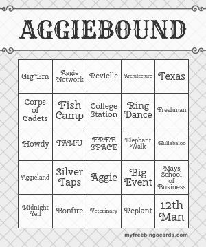 PRINT 100+ AGGIEBOUND BINGO CARDS