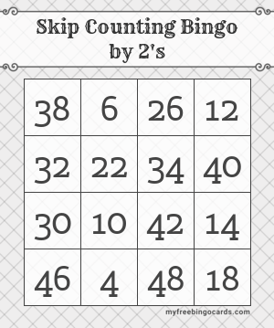 Skip Counting Bingo by 2's