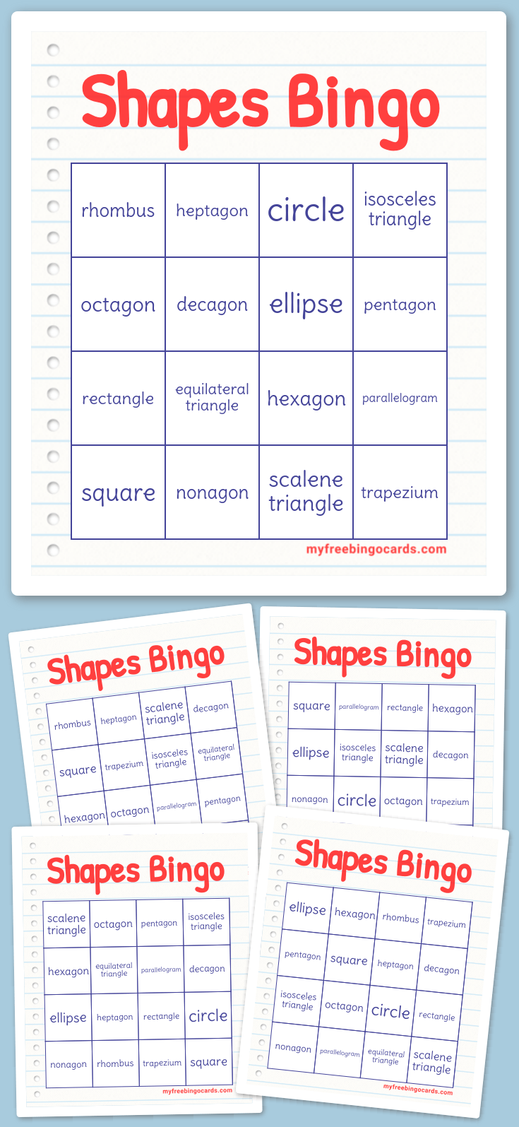 Virtual Shapes Bingo
