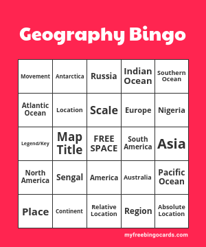Geography Bingo