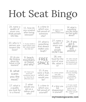 Hot Seat Bingo