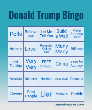 Print 100+ Donald Trump Bingo Cards