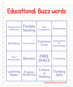 Educational Buzz words Bingo
