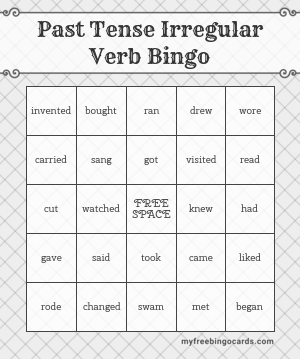 Past Tense Irregular Verb Bingo