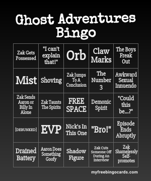 Print 100+ Ghost Adventures Bingo Cards