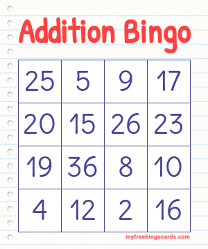 Addition Bingo