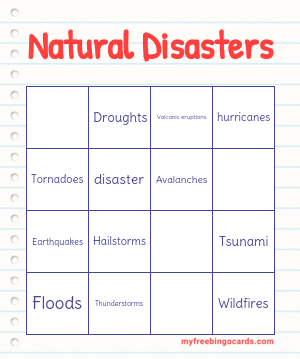 Print 100+ Natural Disasters Bingo Cards