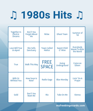 1980s Hits ♫ Bingo
