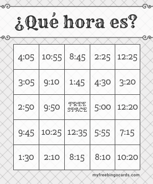 ¿Qué hora es? Bingo