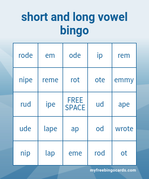 Print 100+ short and long vowel bingo cards