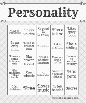 Personality Bingo