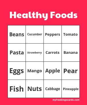 Healthy Foods Bingo