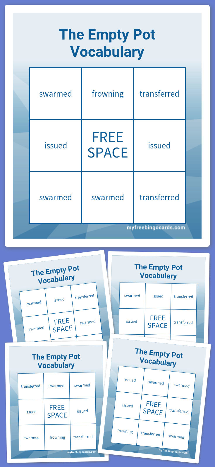 Virtual The Empty Pot Vocabulary Bingo