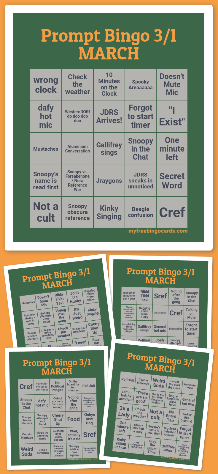 Virtual Prompt Bingo 3/1 MARCH