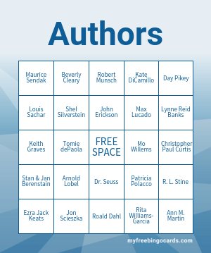 Authors Bingo