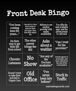 Front Desk Bingo