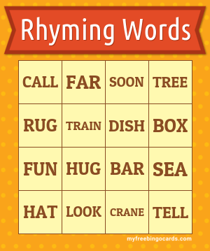 Rhyming Words Bingo