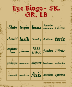 Eye Bingo- SK, GR, LB