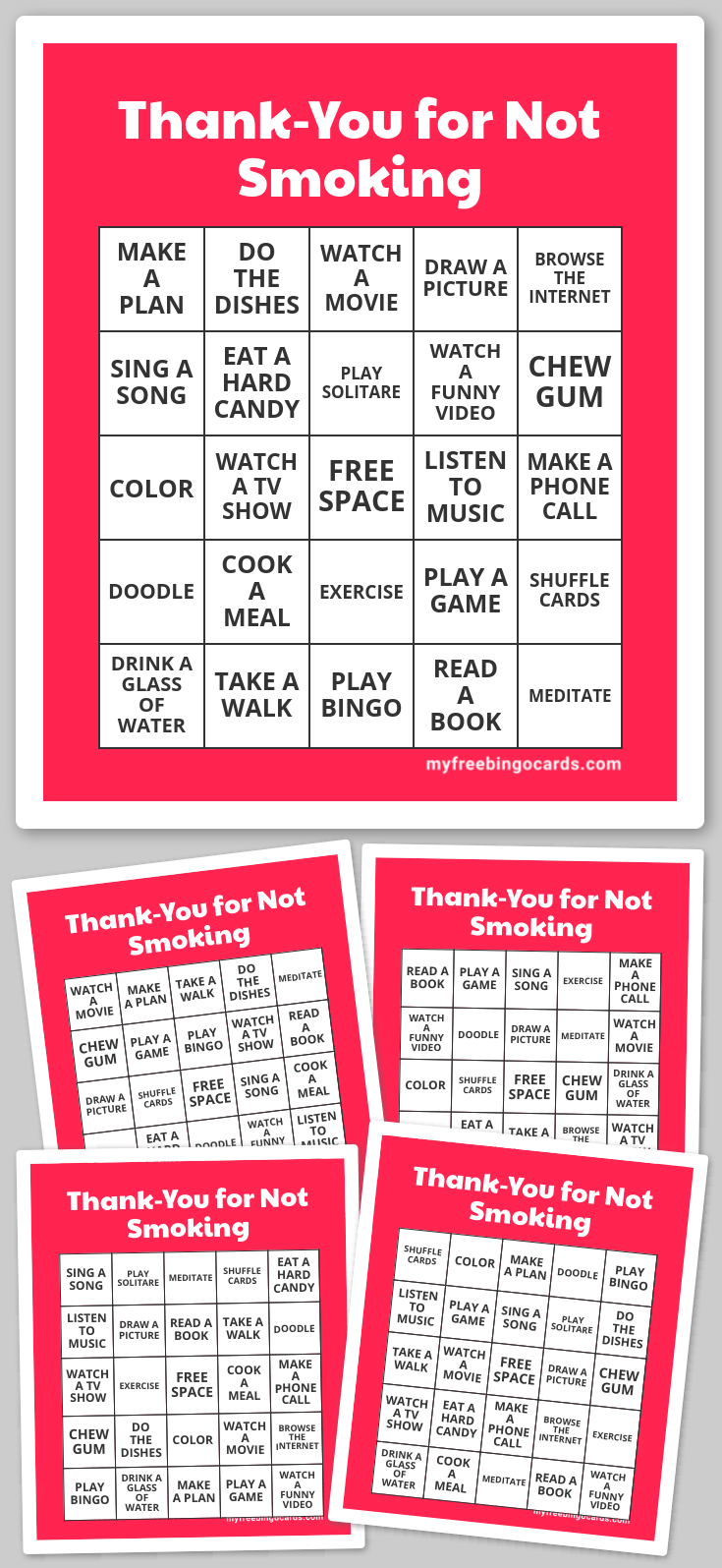 Virtual Thank-You for Not Smoking Bingo