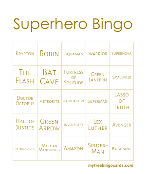 Superhero Bingo