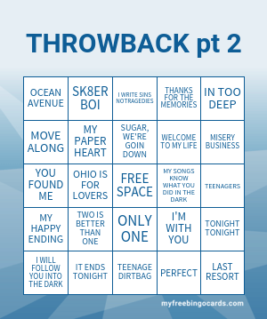 THROWBACK pt 2 Bingo