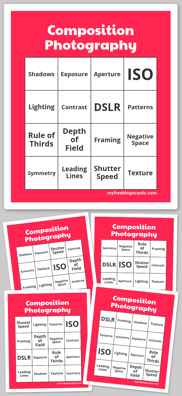 Virtual Composition Photography Bingo