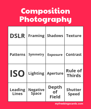 Composition Photography Bingo