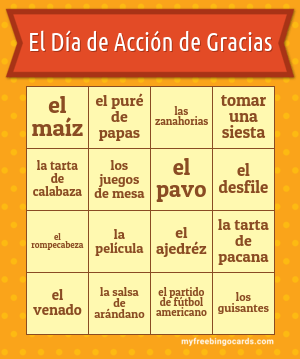 El Día de Acción de Gracias Bingo
