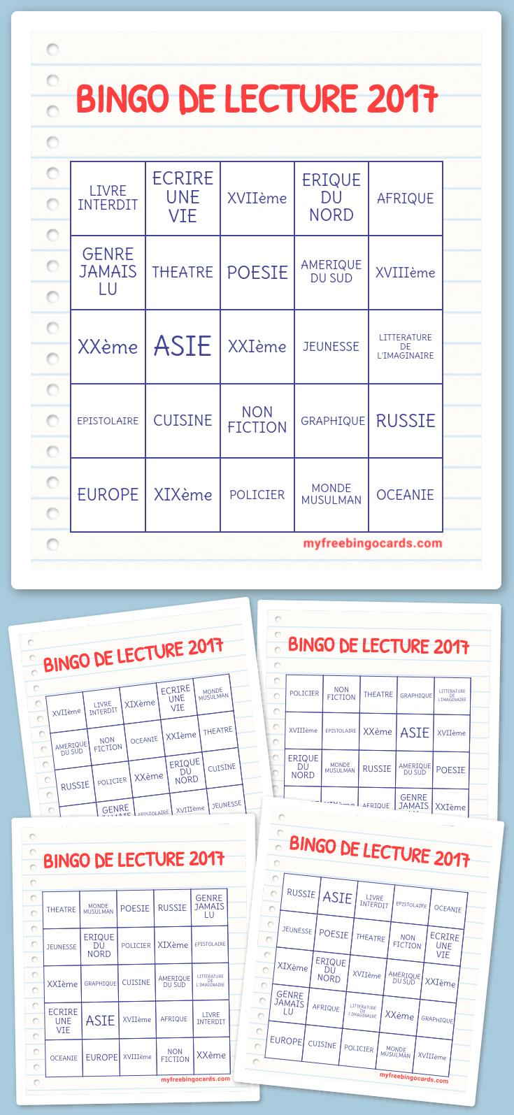 Virtual BINGO DE LECTURE 2017