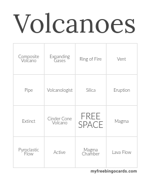 Volcanoes Bingo