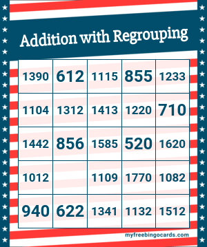 Addition with Regrouping Bingo