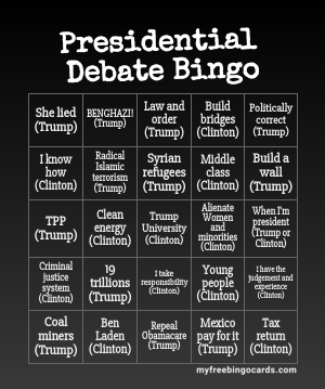 Print 100+ Presidential Debate Bingo Cards