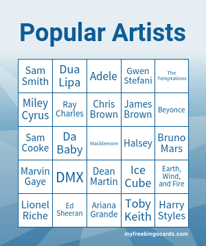 Popular Artists Bingo