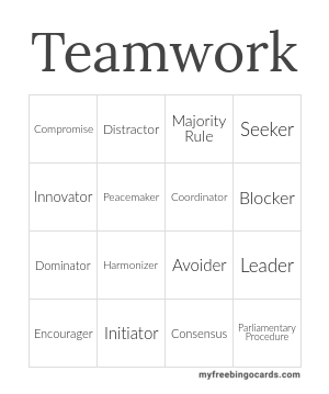 Teamwork Bingo