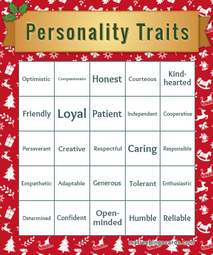 Personality Traits Bingo
